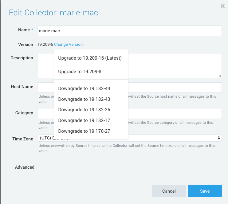 Upgrade Collectors in Sumo Logic | Sumo Logic Docs