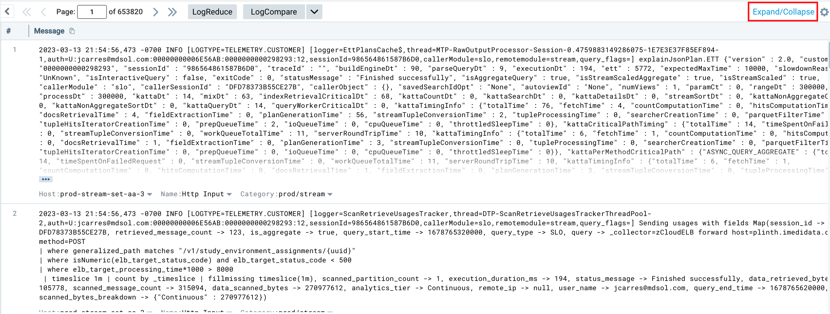 Navigate Messages in Search Results | Sumo Logic Docs