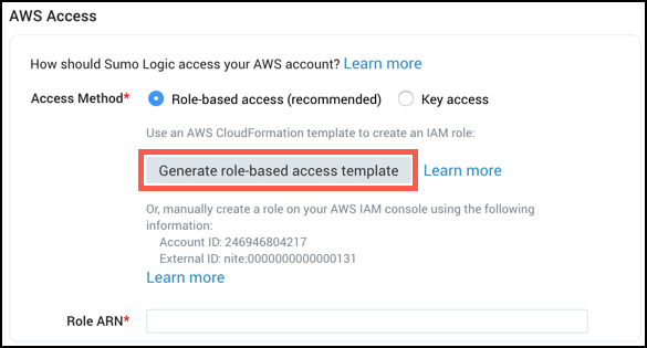 Configuring Your AWS Source with CloudFormation | Sumo Logic Docs