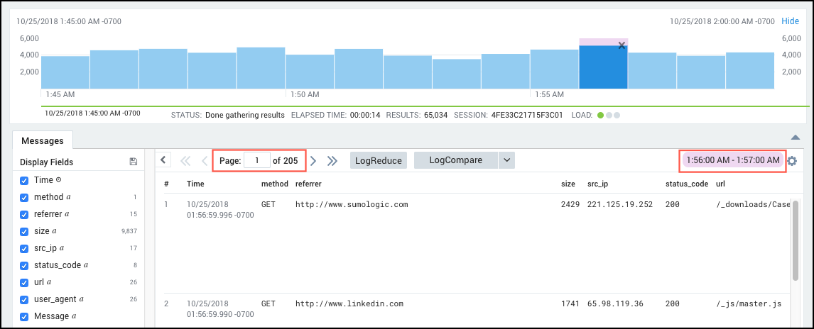 Navigate Messages in Search Results | Sumo Logic Docs