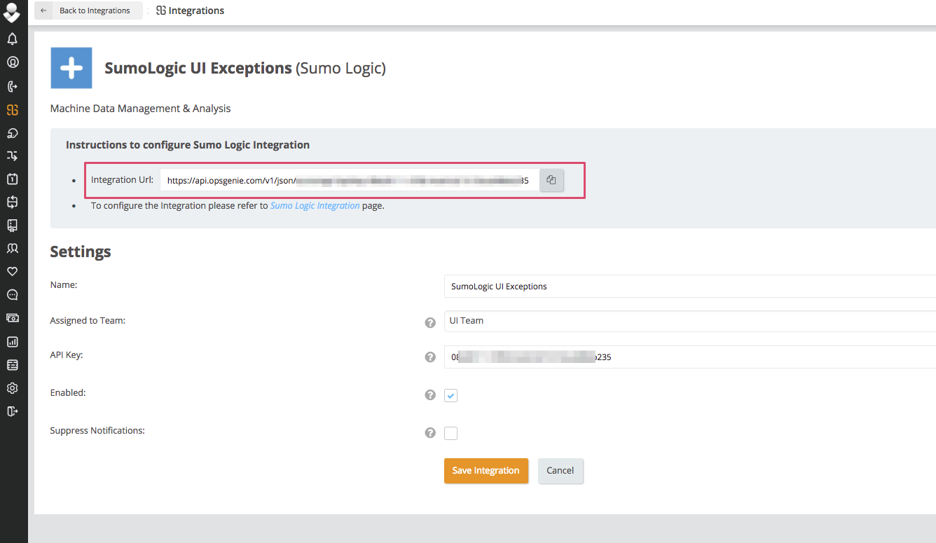 Webhook Connection for Opsgenie (Legacy) | Sumo Logic Docs