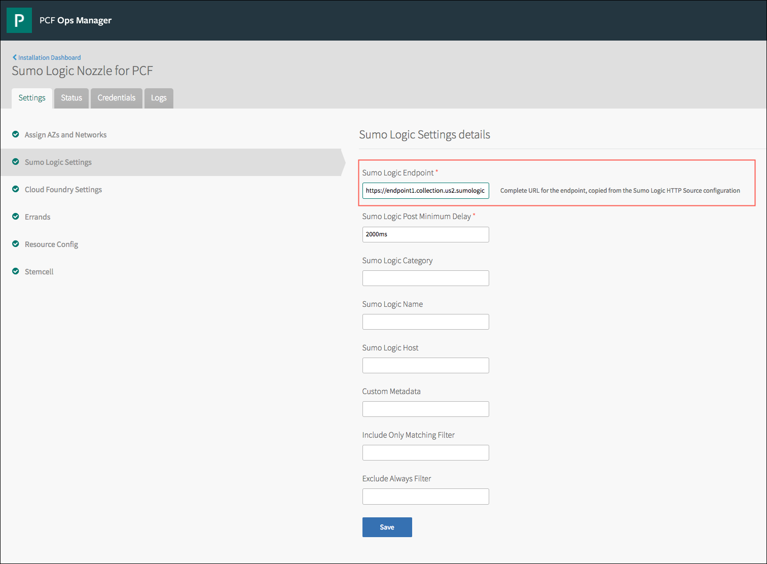 VMware Tanzu Application Service | Sumo Logic Docs